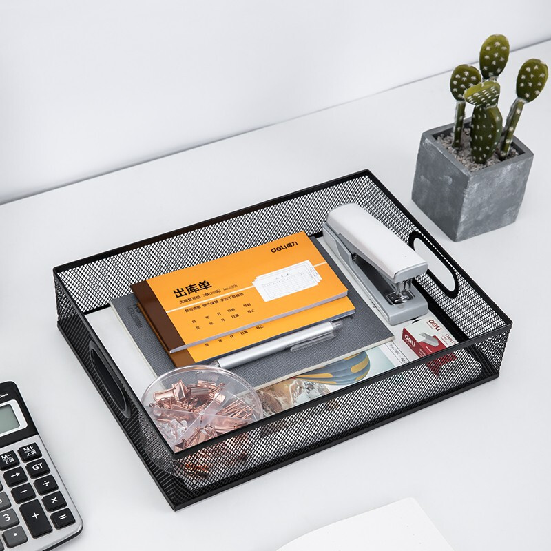 得力（deli）文件篮/公文篮/票据篮文件筐收纳盒327*230*70mm金属无盖_文件框/篮_桌面存储_办公文具_办公商城